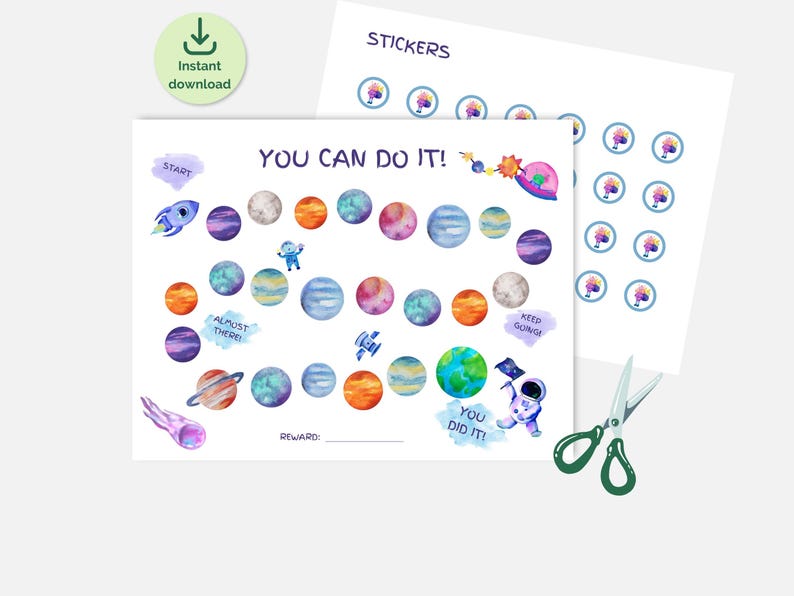 Space Themed Kids Reward Chart, Printable Tracking Chart, Toddlers ...