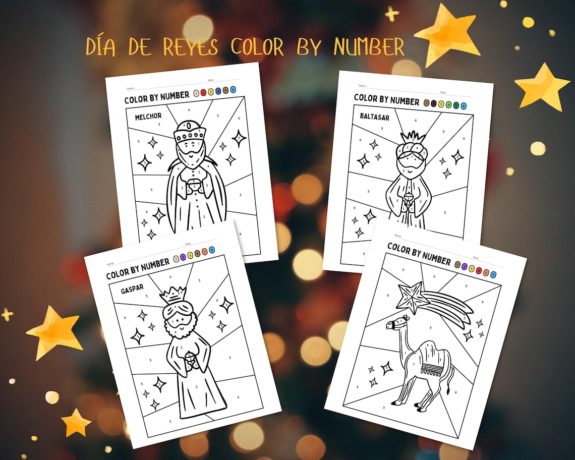 Dia De Reyes Color by Number, Kids Christmas Activity, Three Wise Men ...