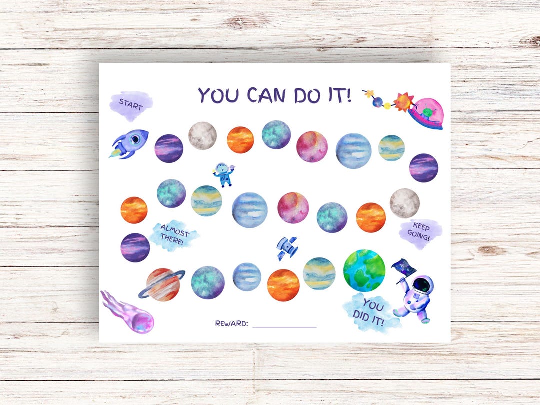 Space Themed Kids Reward Chart, Printable Tracking Chart, Toddlers ...