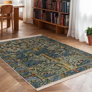 Morris Art Blue Historical Area Rug - William Lush Foliage Intricate ...