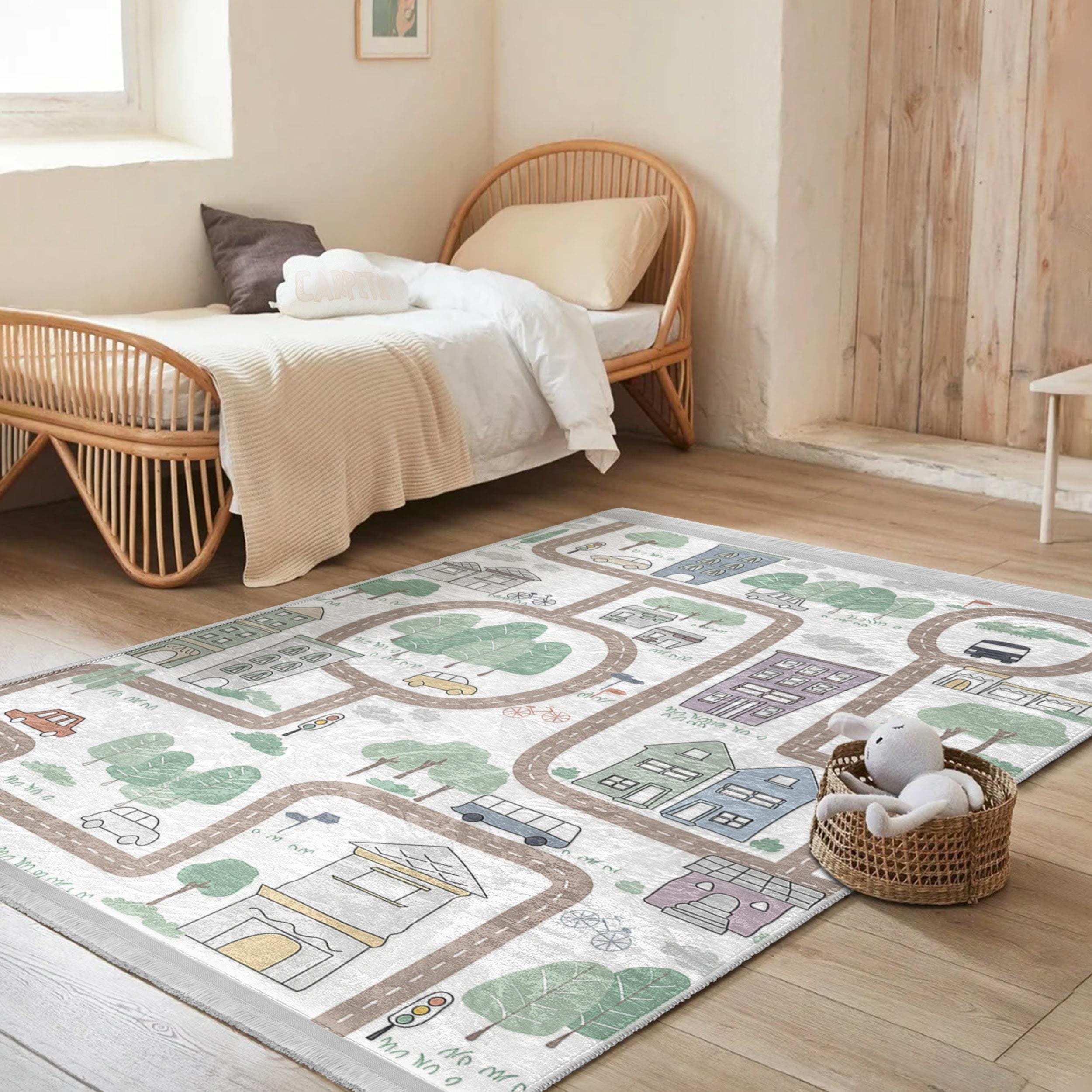 Children's City Road Play Rug - Town Map Design Carpet -kids Room ...