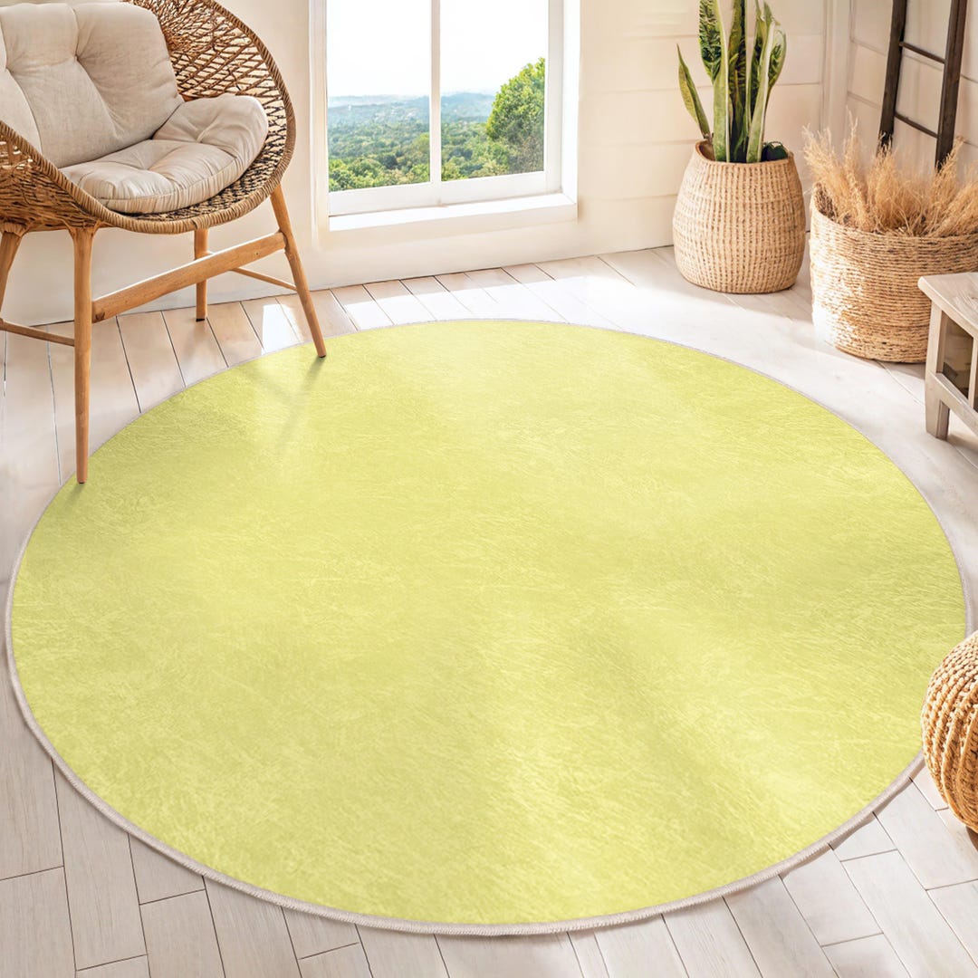 Yellow Sunshine Circle Round Rug-zen Minimalist Pattern Oval Mat-nature ...