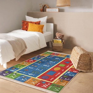 Colorful Educational Alphabet Rug - Fun Learning Kids Room Carpet ...