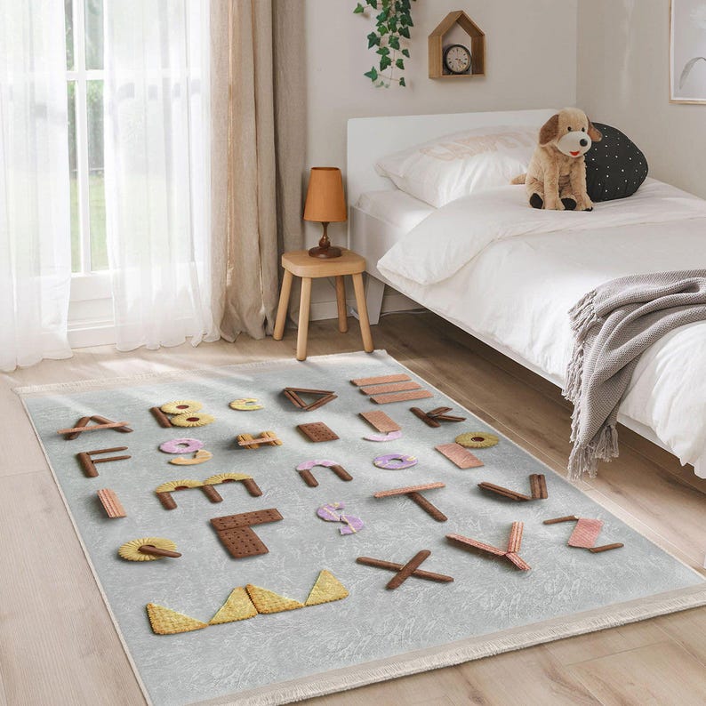 Playful Cookies Alphabet Kids Room Rug -textured Letter Carpet Kid's ...
