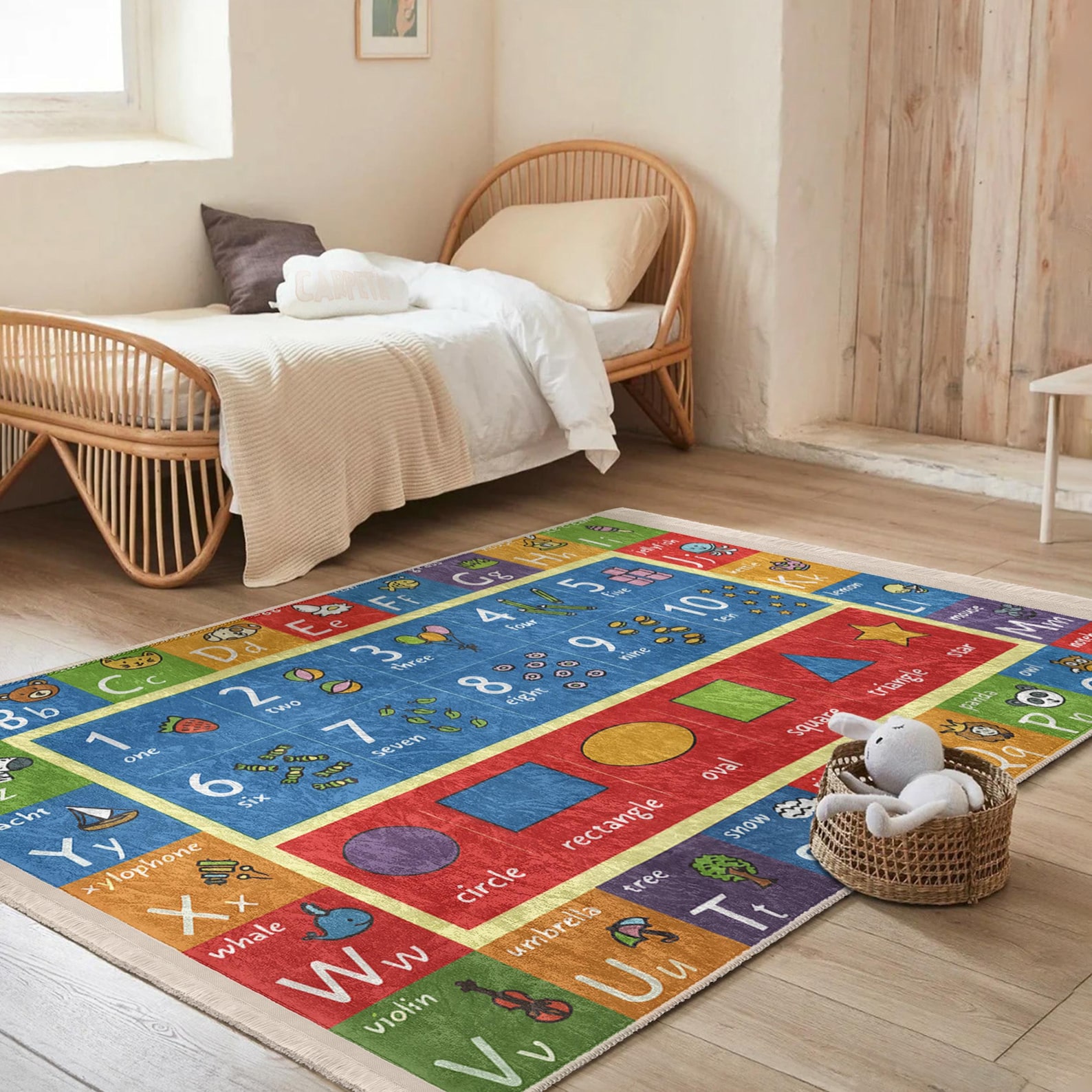 Colorful Educational Alphabet Rug - Fun Learning Kids Room Carpet ...