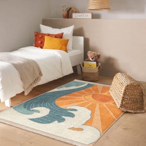 Sunburst Ocean Wave Rug-vibrant Sun Wave Pattern-coastal Beach Kids ...