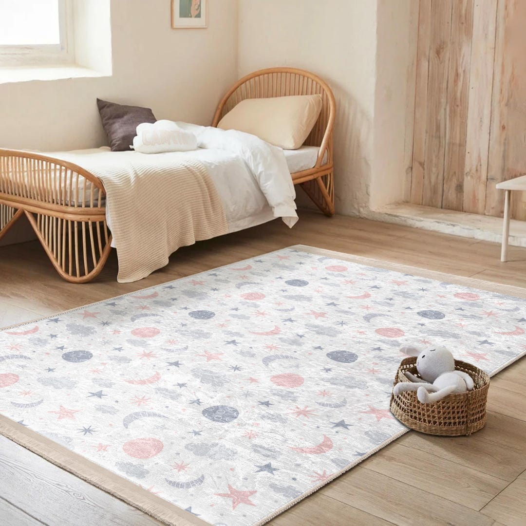 Celestial Stars Moon Nursery Rug-space Clouds Constellation Pattern ...