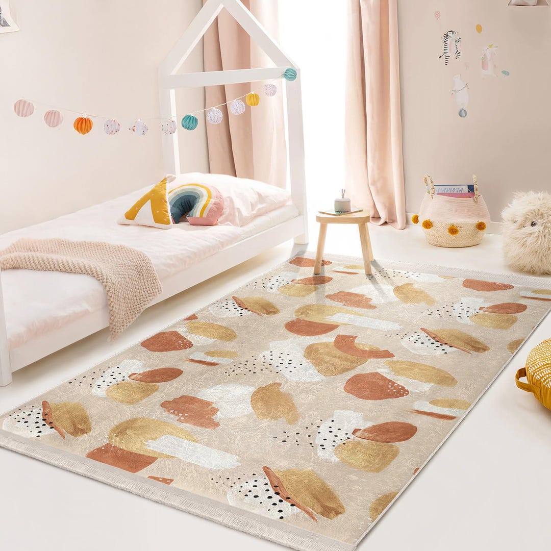Abstract Pastel Shapes Rug - Bold Pattern Elements Carpet -colorful ...