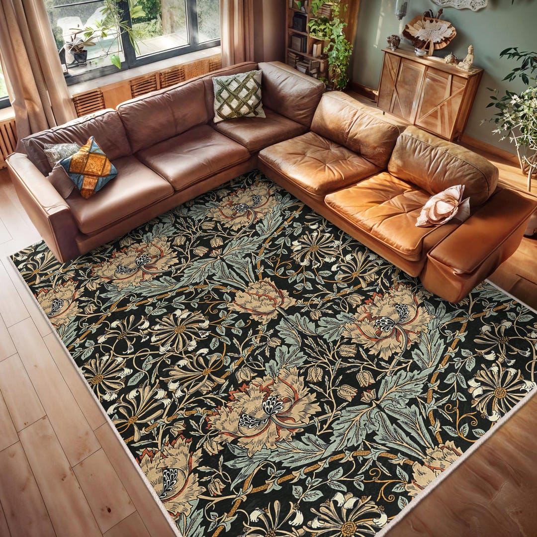 Morris Victorian Floral Area Rug-rich Botanical Motif Carpet-elegant ...