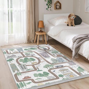 Children's City Road Play Rug - Town Map Design Carpet -kids Room ...