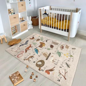 Woodland Animal Learning Rug - Alphabet Forest Design Mat - Nursery ...