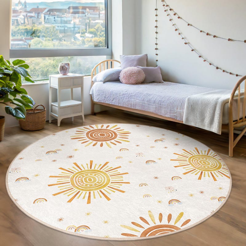 Round Sunshine Nursery Rug - Etsy