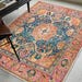Brocade Multicolor Area Rug-vintage Floral Medallion Accent Carpet ...