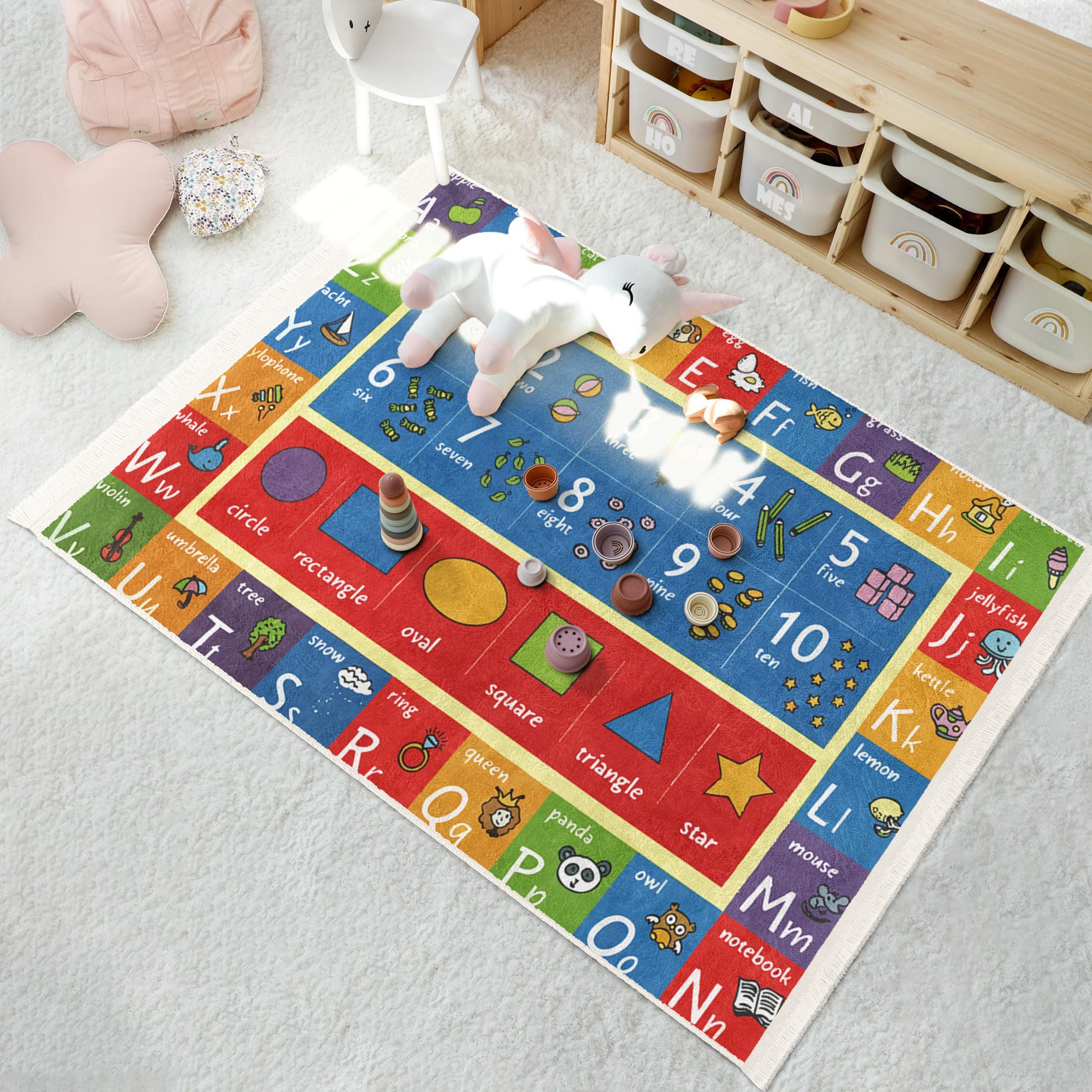 Colorful Educational Alphabet Rug - Fun Learning Kids Room Carpet ...