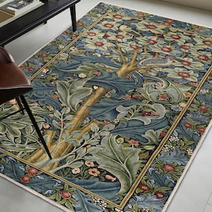 Morris Art Blue Historical Area Rug - William Lush Foliage Intricate ...
