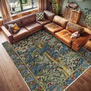 Morris Art Blue Historical Area Rug - William Lush Foliage Intricate ...