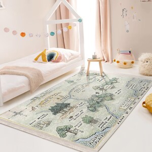 100 Acre Map Adventure Rug -woodland Forest Carpet-winnie Cartoon Mat ...