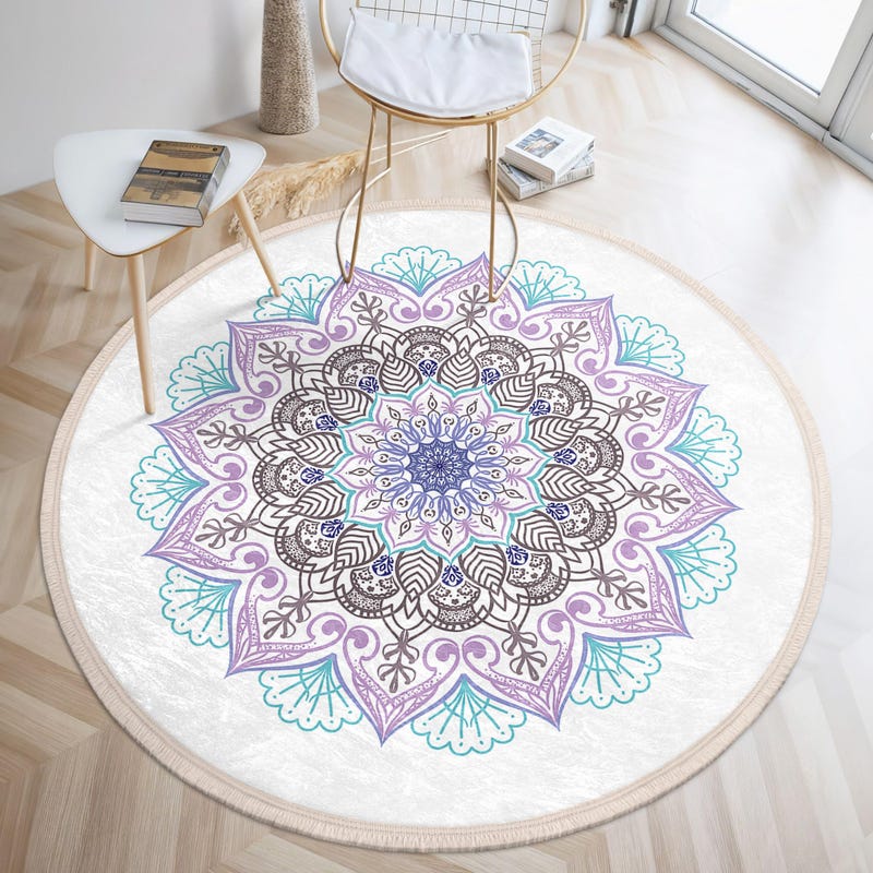 Round Boho Rug - Etsy