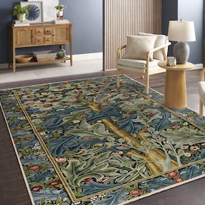 Morris Art Blue Historical Area Rug - William Lush Foliage Intricate ...