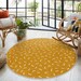 Mustard Sprinkle Pattern Round Rug - Dotted White Lines Area Carpet ...