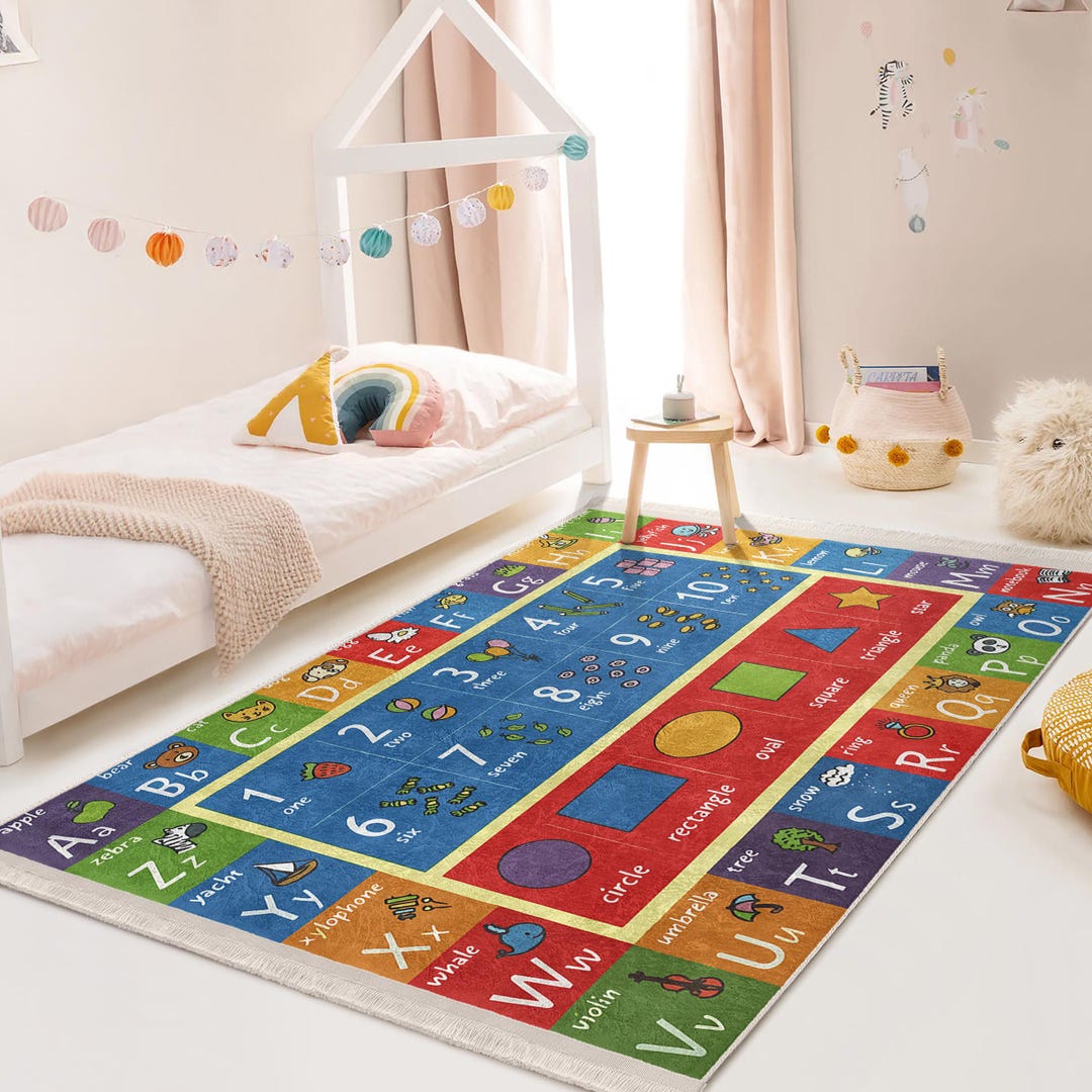Colorful Educational Alphabet Rug - Fun Learning Kids Room Carpet ...