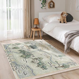 100 Acre Map Adventure Rug -woodland Forest Carpet-winnie Cartoon Mat ...