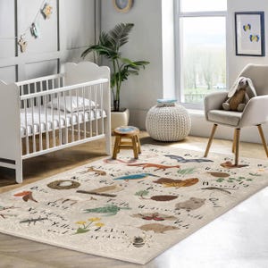 Woodland Animal Learning Rug - Alphabet Forest Design Mat - Nursery ...