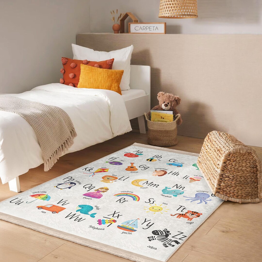 Alphabet Learning Kids Educational Rug - Colorful ABC Nursery Area Mat ...