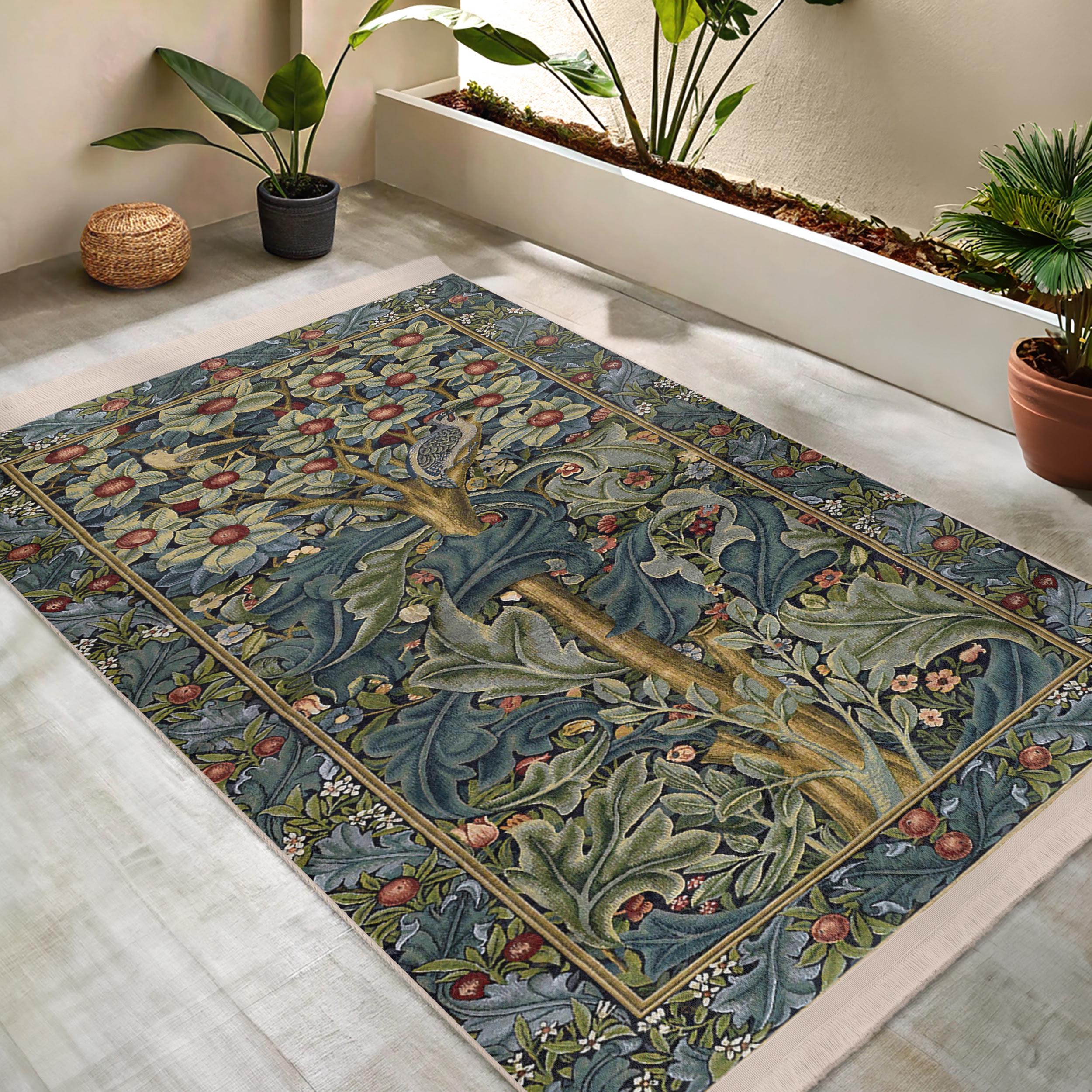 Morris Art Blue Historical Area Rug - William Lush Foliage Intricate ...