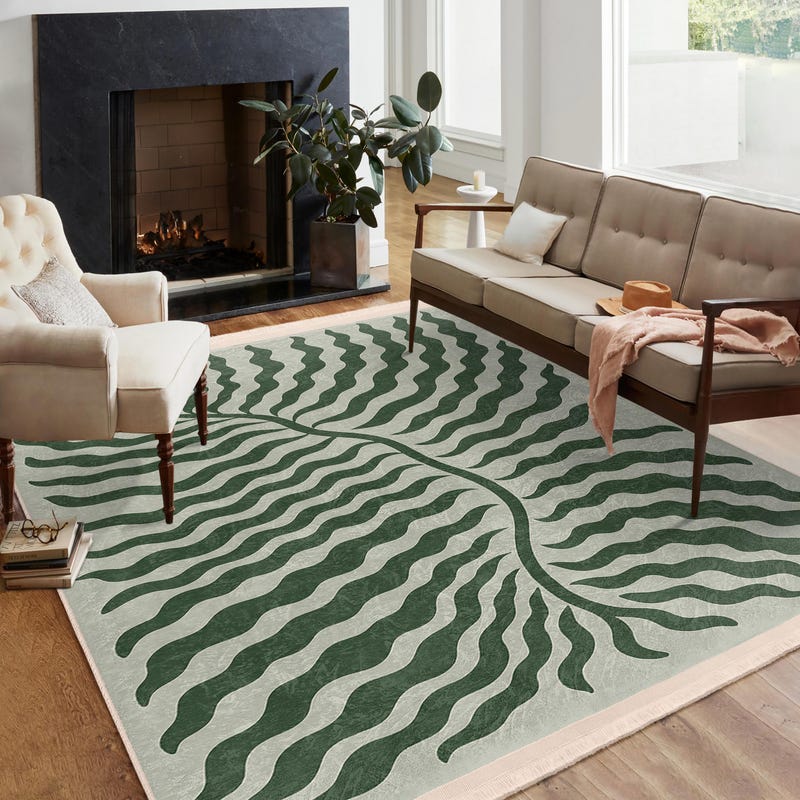 Green Wavy Rug Runner - Etsy