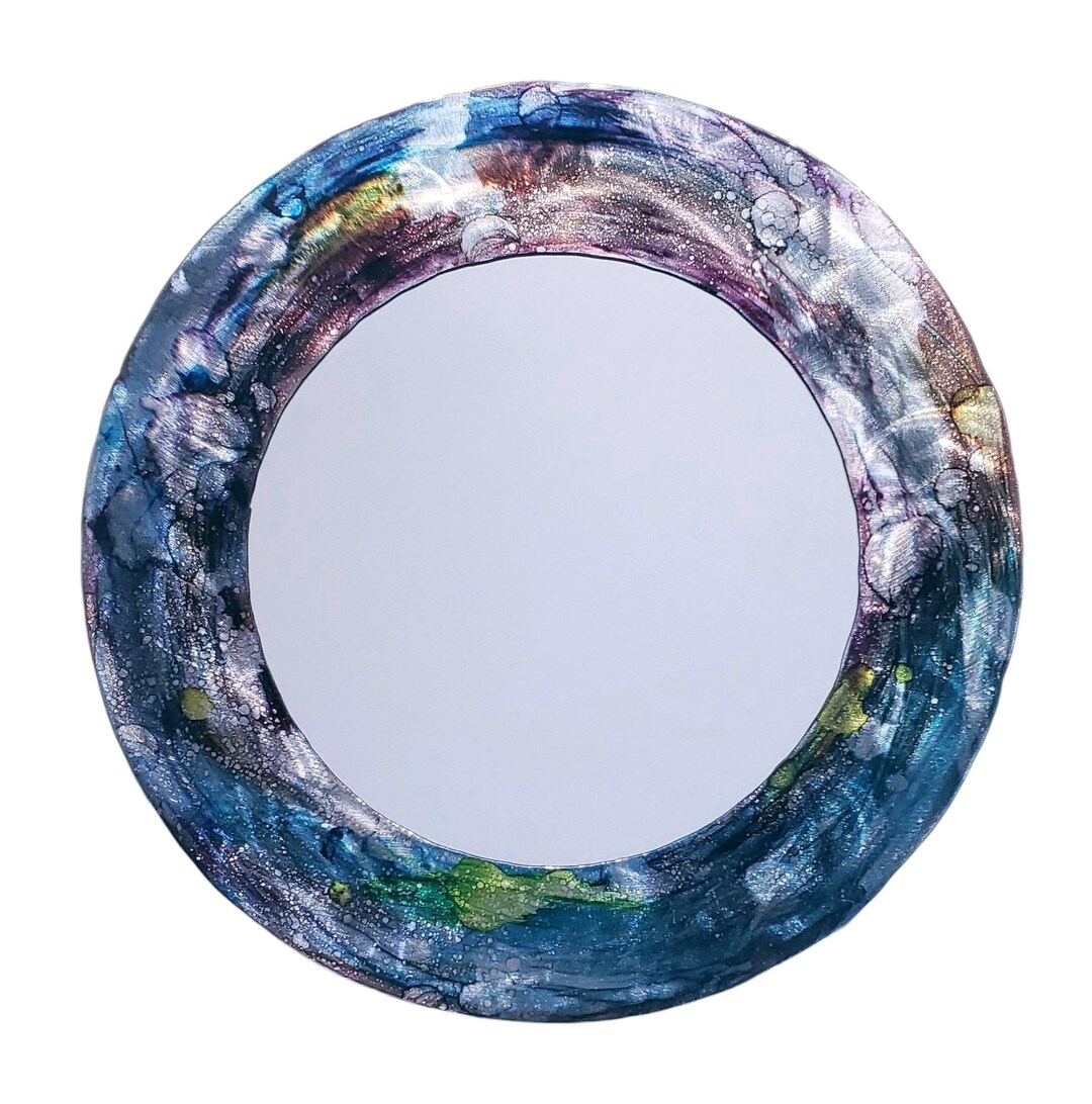 15 Inch Round Multi-color Accent Mirror, Colorful Wall Decor - Etsy