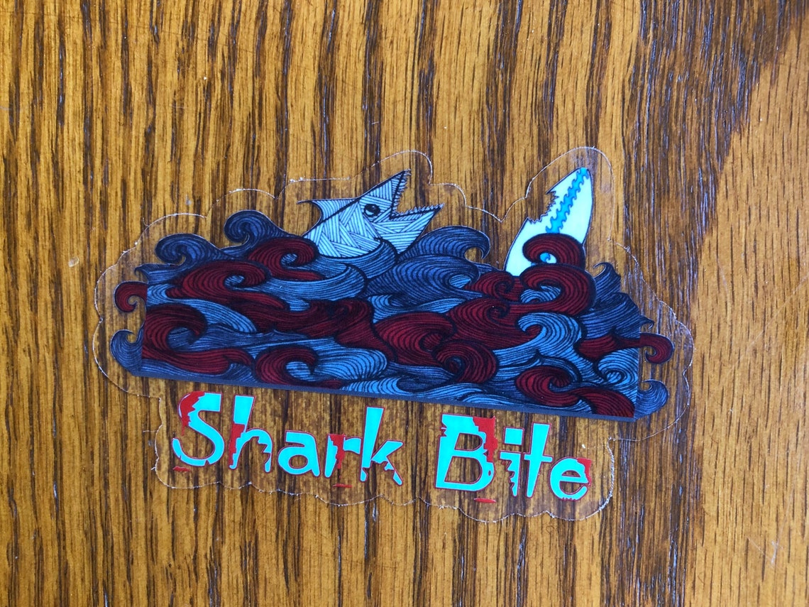 Shark Bite Clear Sticker | Etsy