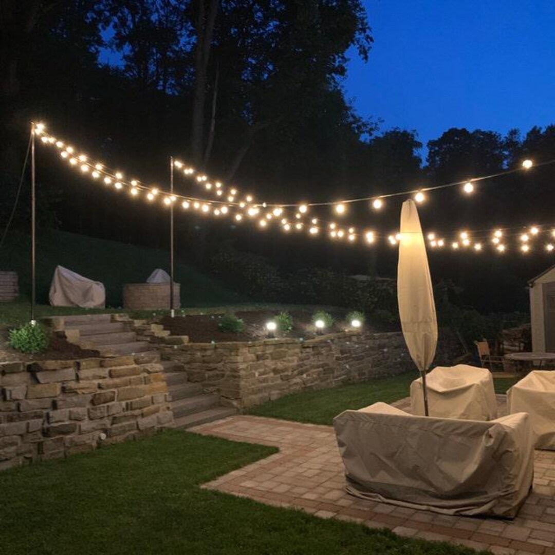 Ground Mount String Light Pole - Adjustable Height - Sun Shade Pole - Etsy