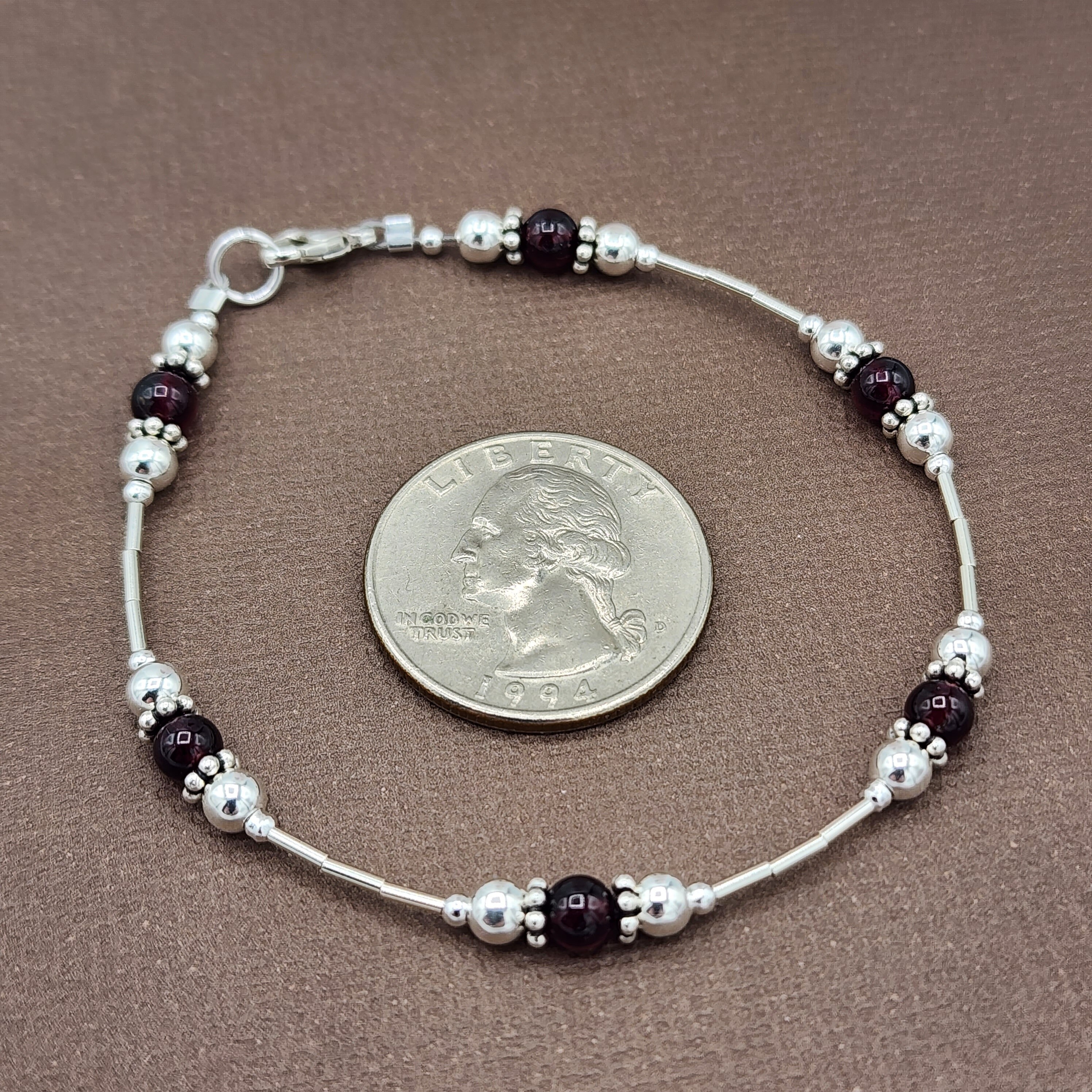 Sterling Silver Garnet Bracelet or Anklet, January Birthstone - Etsy