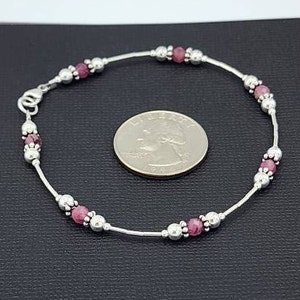 Sterling Silver Pink Tourmaline Bracelet or Anklet, October Birthstone ...