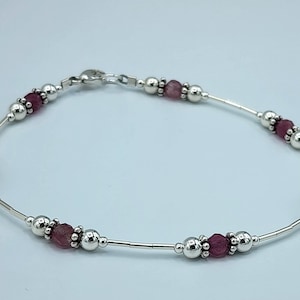 Sterling Silver Pink Tourmaline Bracelet or Anklet, October Birthstone ...