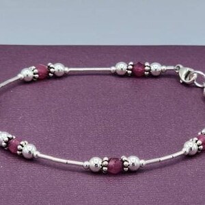 Sterling Silver Pink Tourmaline Bracelet or Anklet, October Birthstone ...