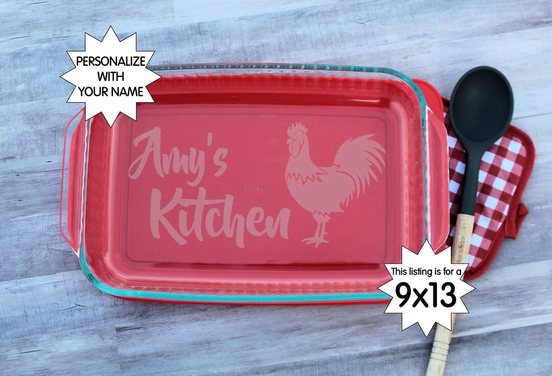 Monogrammed Casserole Dish, Chicken Lover, Personalized Glass Bakeware ...