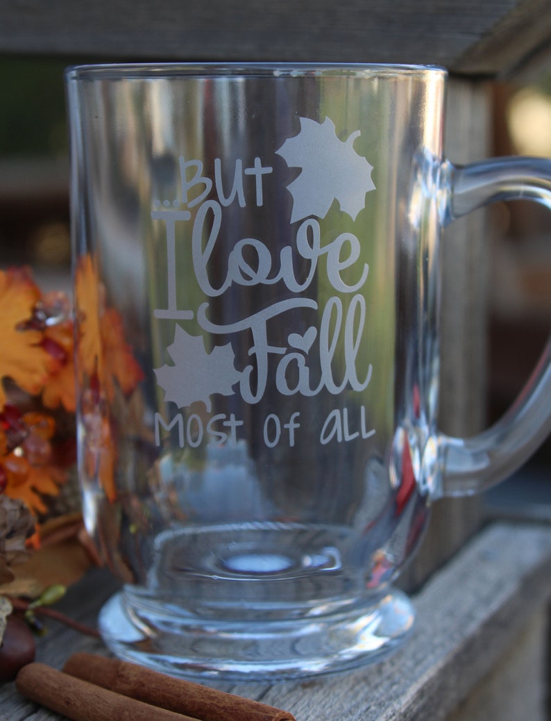 I Love Fall glass coffee mug Mugs with Sayings Large 16oz | Etsy