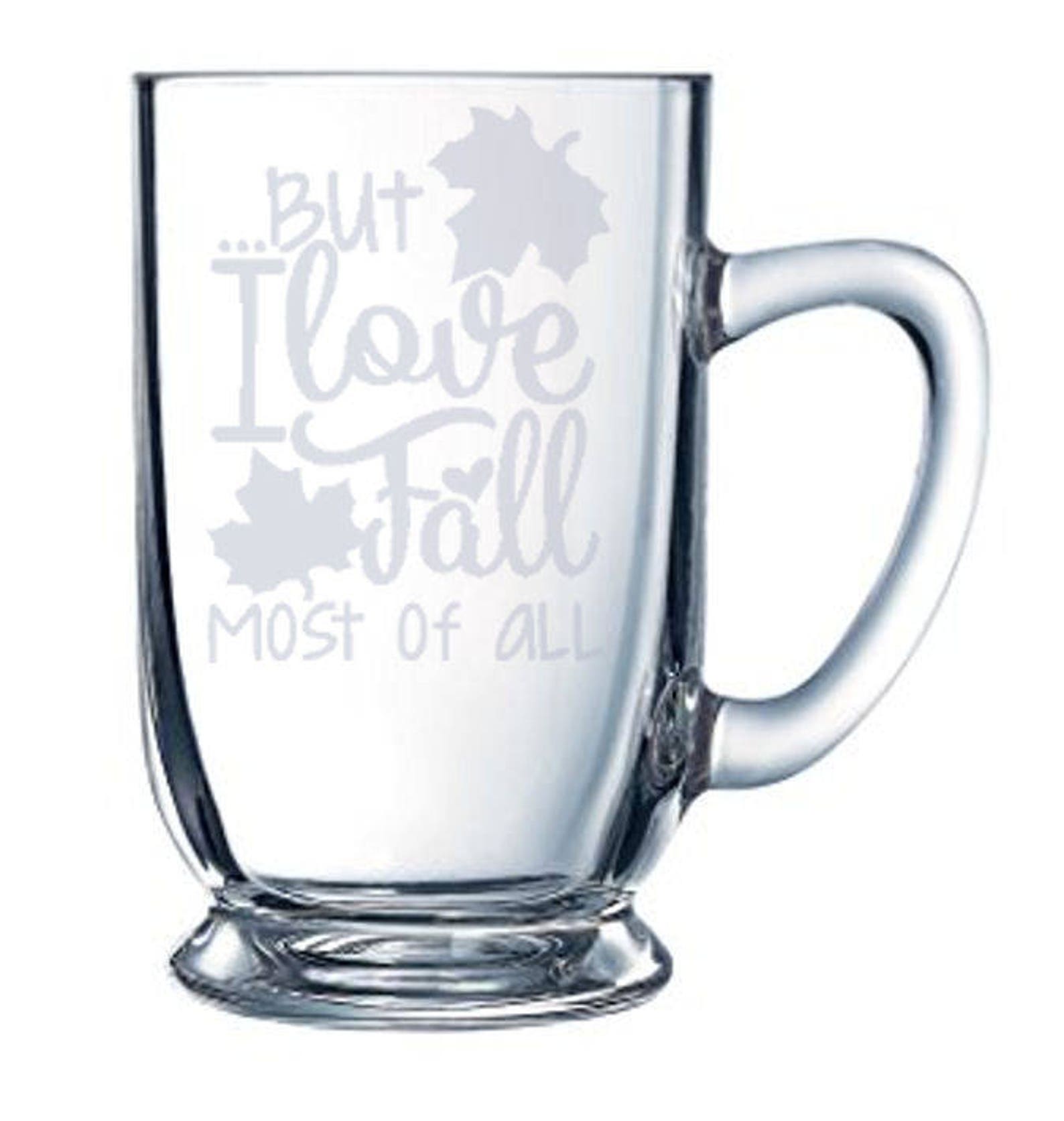 I Love Fall glass coffee mug Mugs with Sayings Large 16oz | Etsy