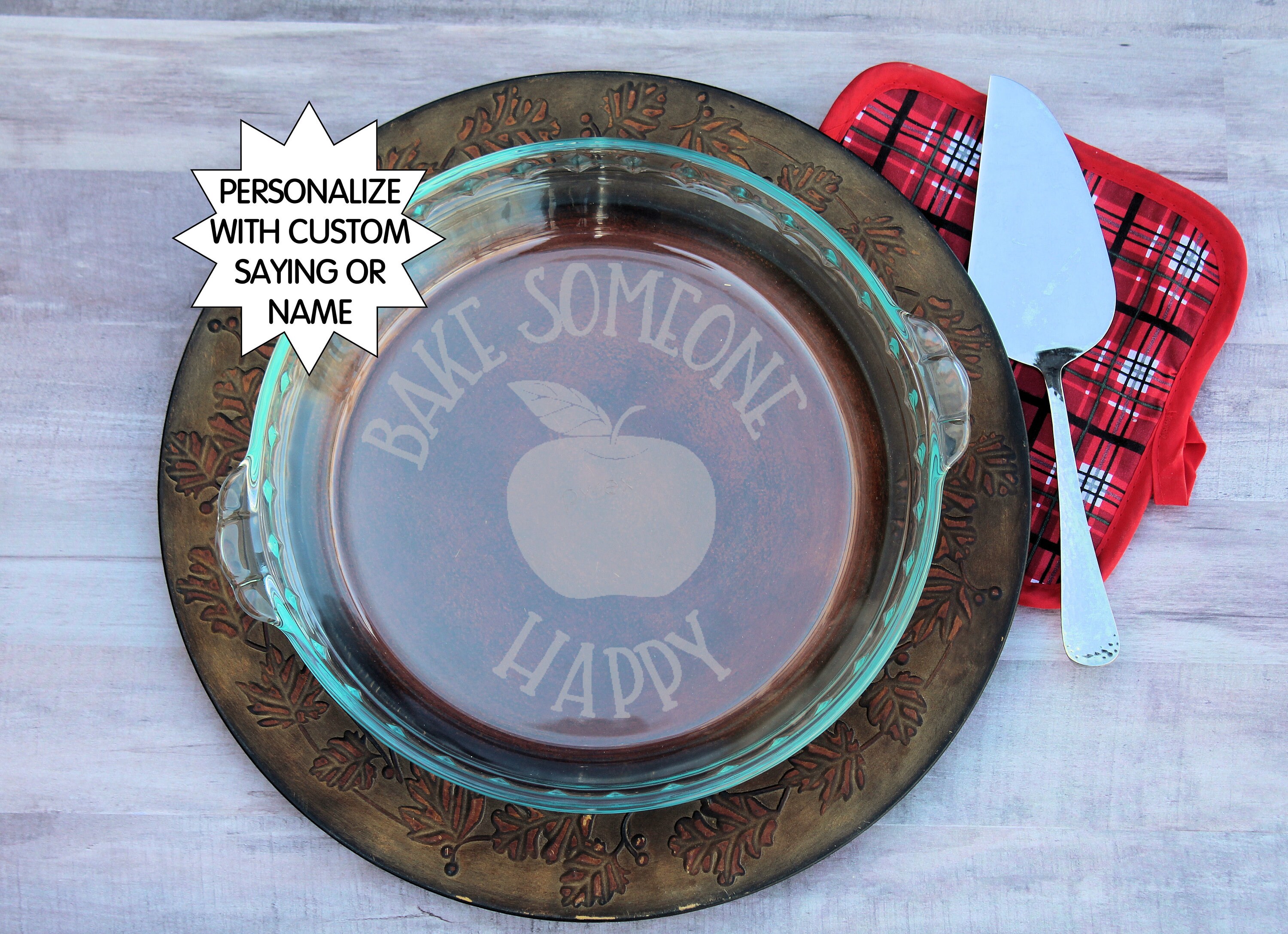 Custom Pie Plate Custom Bake dish Glass Pie plate Apple pie | Etsy