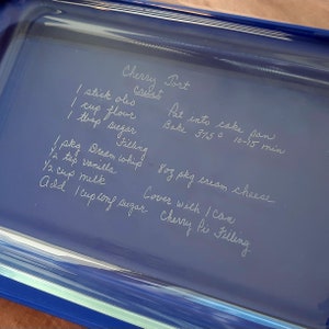Handwritten Recipe Baking Pan, Personalized Casserole Dish, Engraved ...