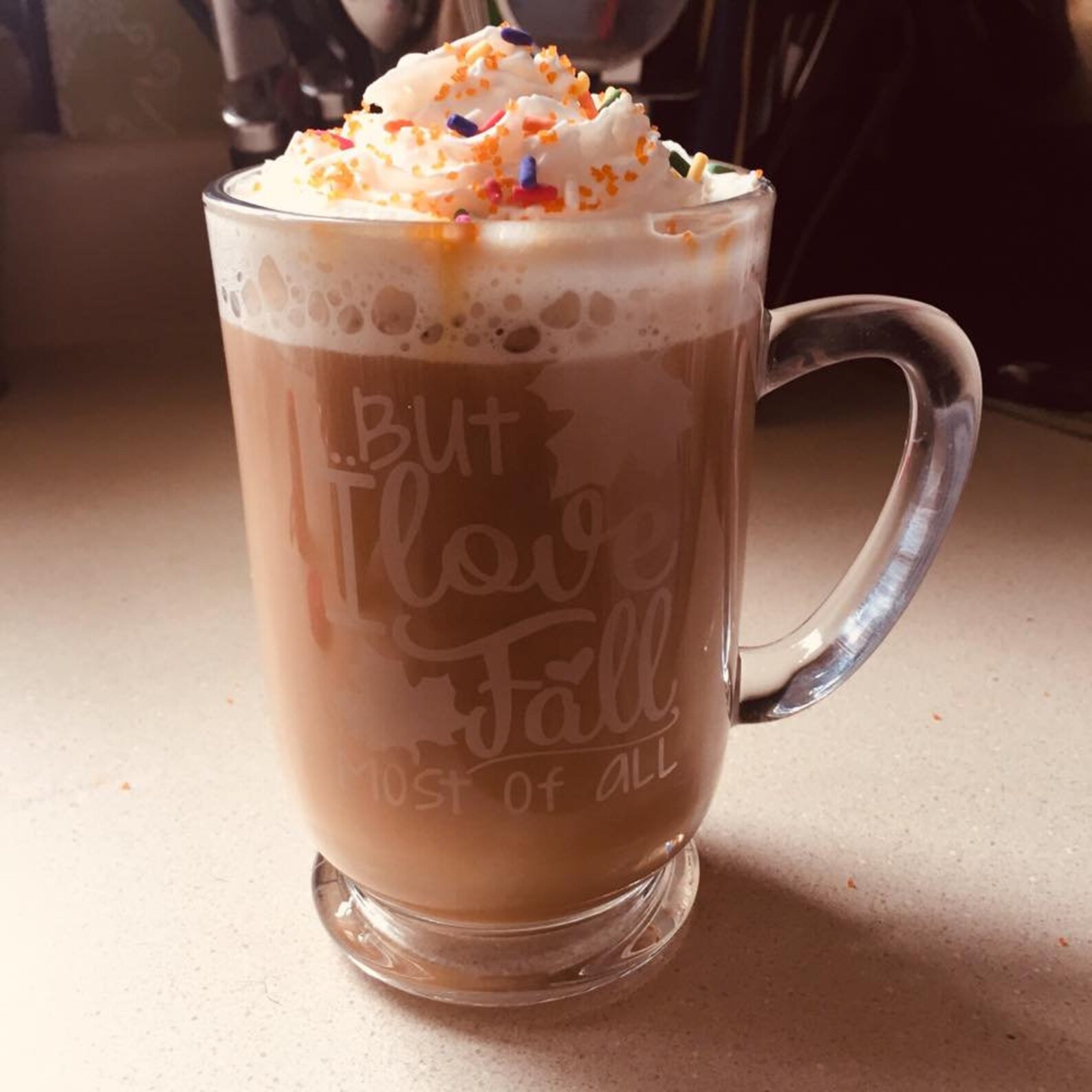 I Love Fall glass coffee mug Mugs with Sayings Large 16oz | Etsy