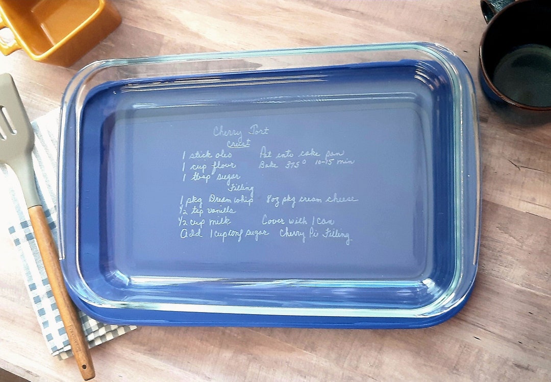 Handwritten Recipe Baking Pan, Personalized Casserole Dish, Engraved ...