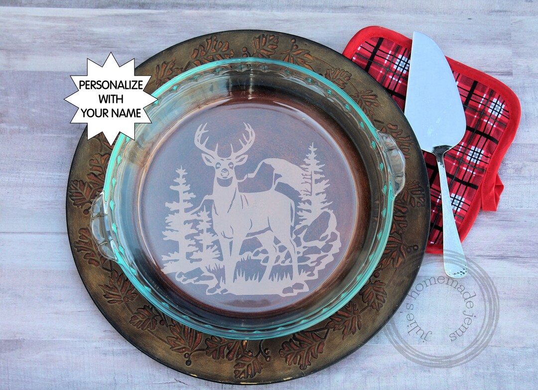Deer Scene Custom Pie Pan, Monogram Pie Dish, Custom Bake Dish ...
