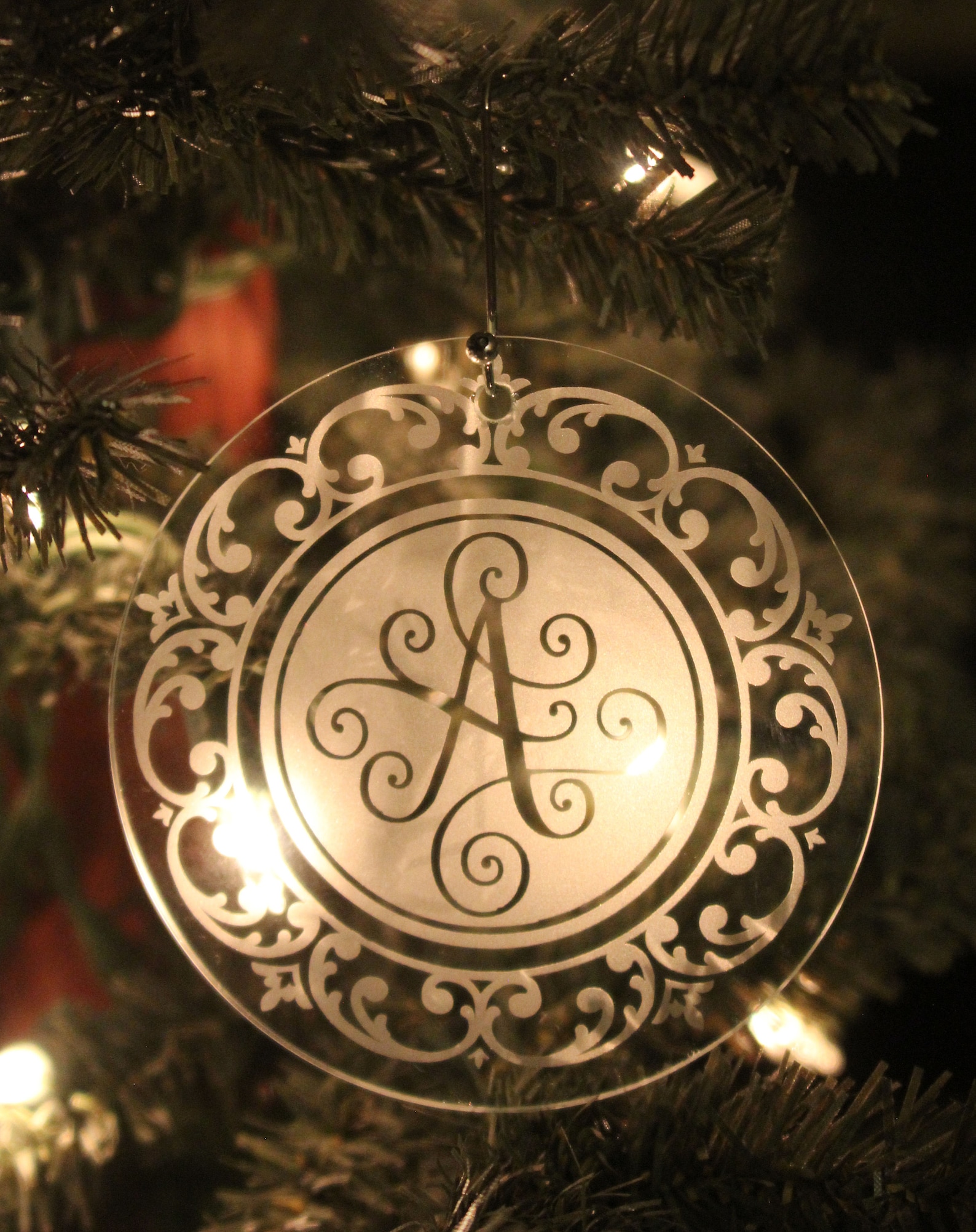 Monogram Glass Ornament Custom Christmas Ornament Wedding | Etsy