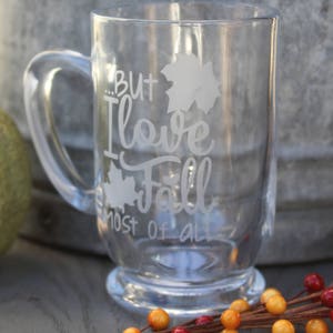 I Love Fall Glass Coffee Mug, Mugs With Sayings, Large 16oz Mug, Autumn ...