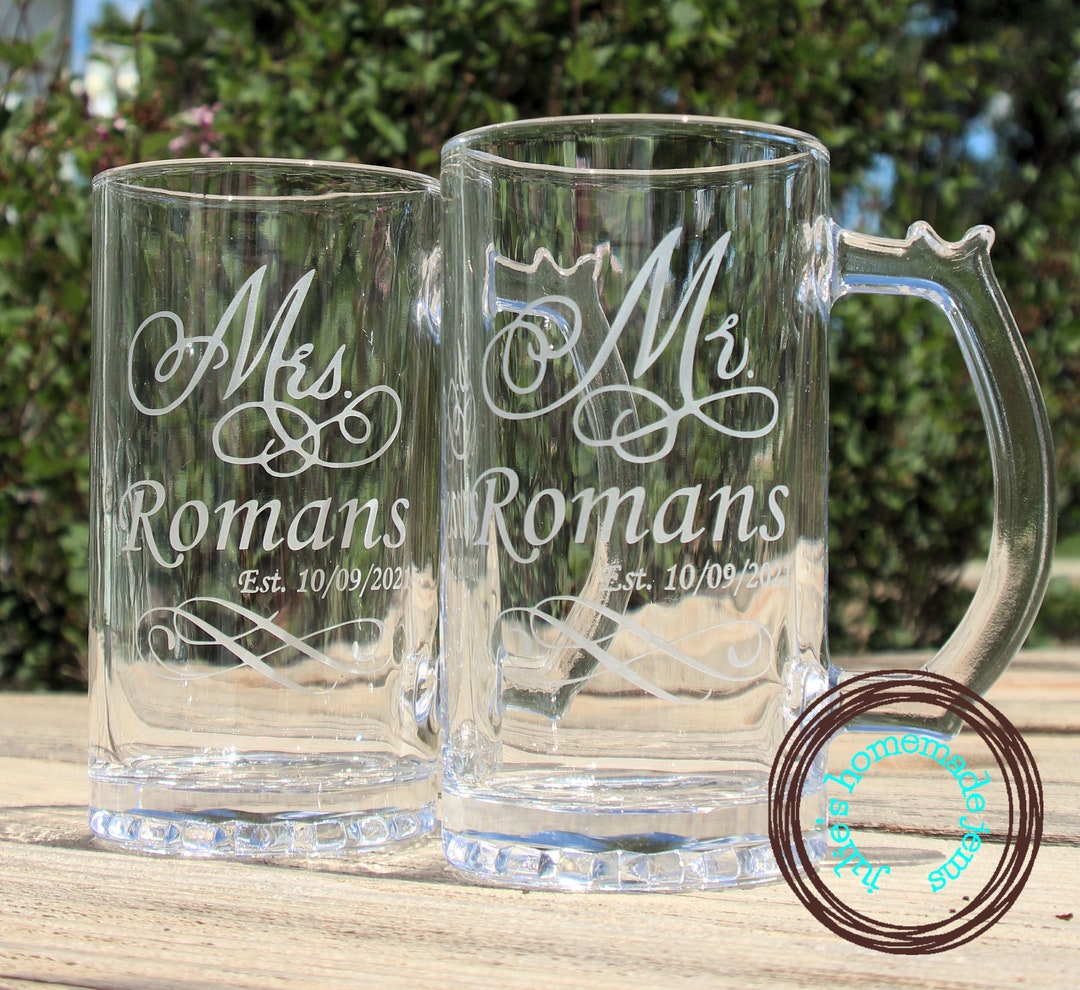 Mr & Mrs Beer Mugs 16 Oz., Mr and Mrs Mugs Personalized, Mr and Mrs ...