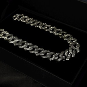 Iced Out Cuban Link Chain Necklace - 18mm Iced Out CZ Stone - High ...