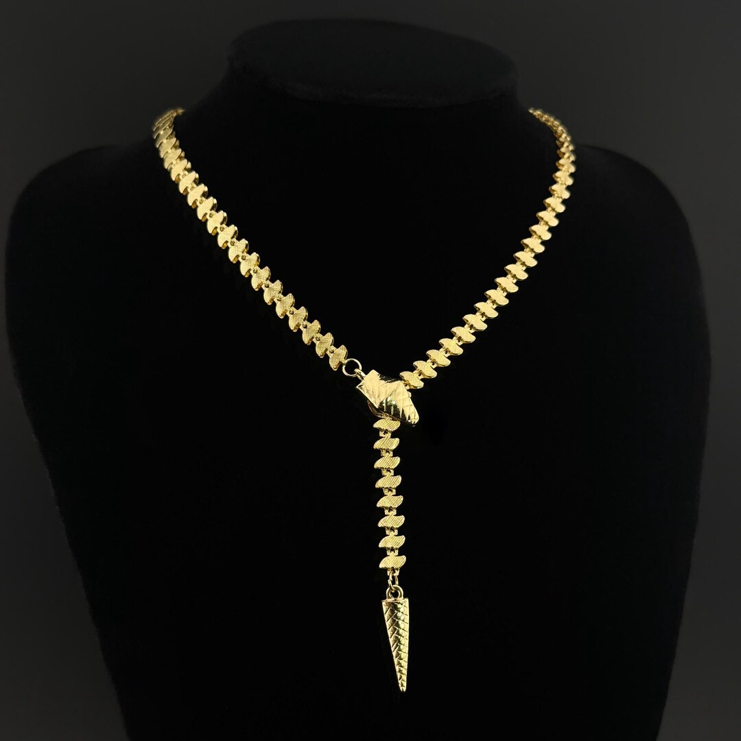 Luxury Gold Serpent Necklace - Adjustable Length Cuban Link Chain 14k ...